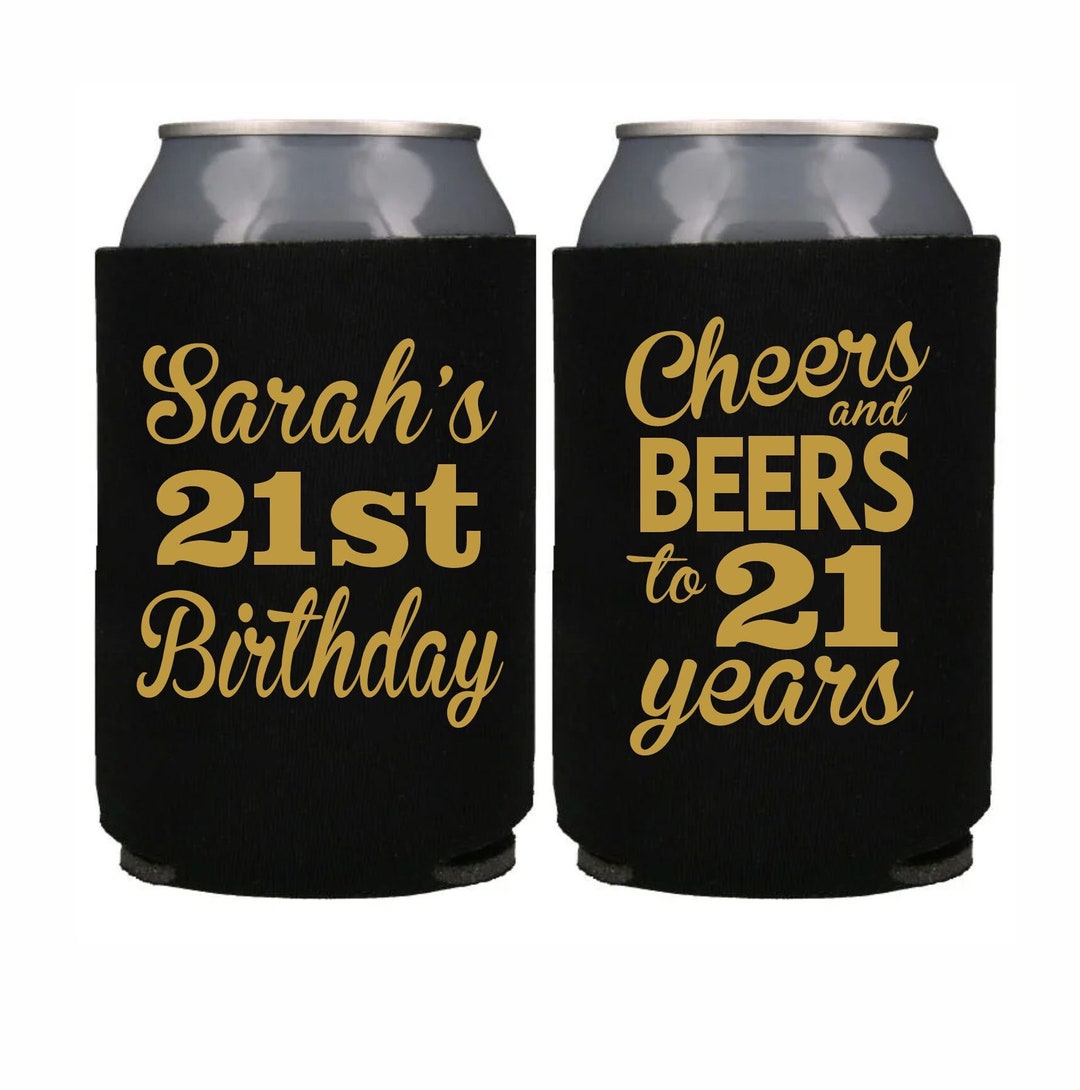 21st Birthday Party Favor Can Coolers, Cheers and Beers to 21 Years ...