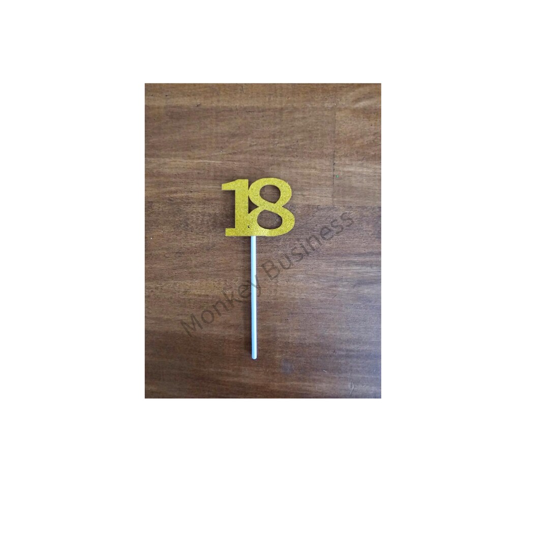 Happy 18th Birthday Glitter Gold 18 Number Cupcake Topper (birthday ...