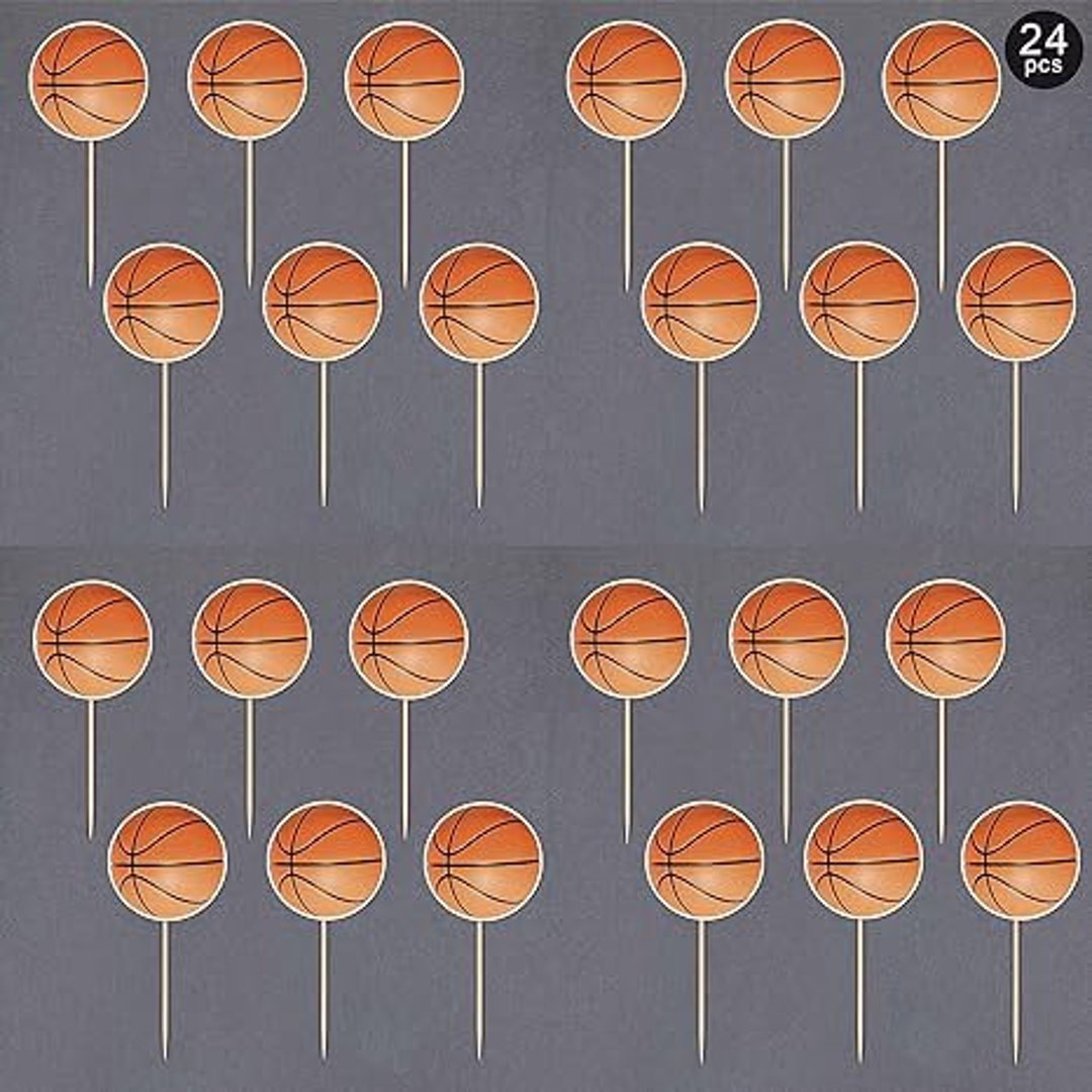 Basketball Cupcake Topper 24/pc Set - Etsy