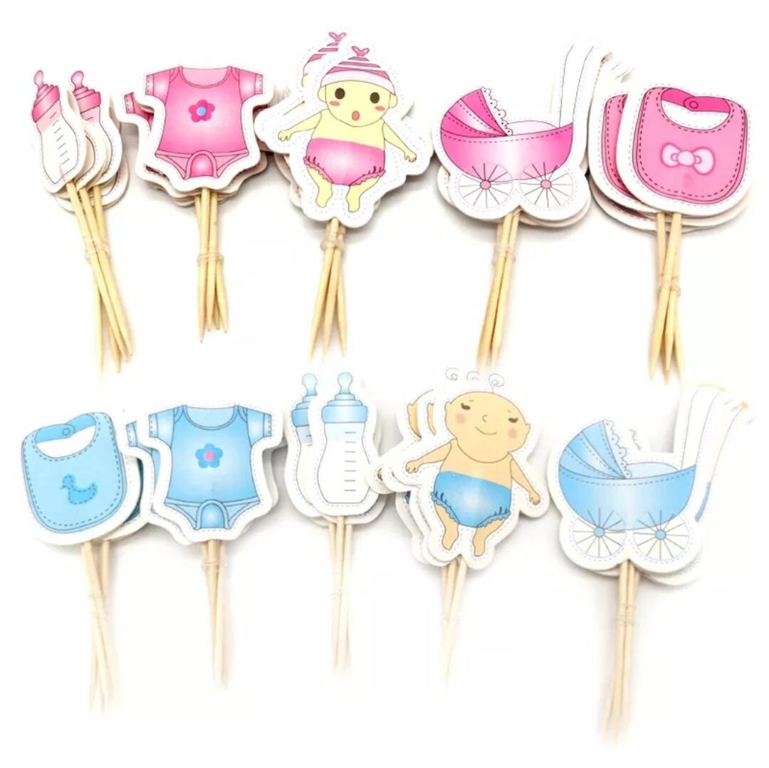 50 Piece Set of Boy & Girl Cupcake Toppers Perfect for Its a Boy or Its ...