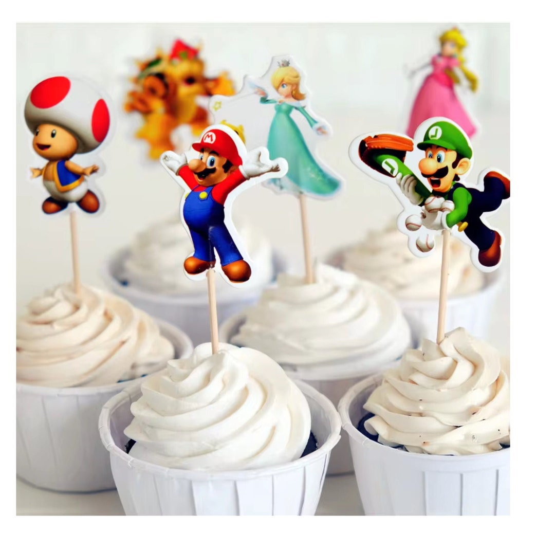 Super Mario Bros Cupcake Toppers/birthday Decorations Mario, Luigi ...