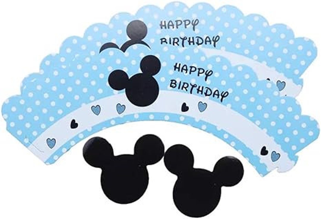 Happy Birthday Mickey Mouse Cupcake Wrapper With Topper - Etsy