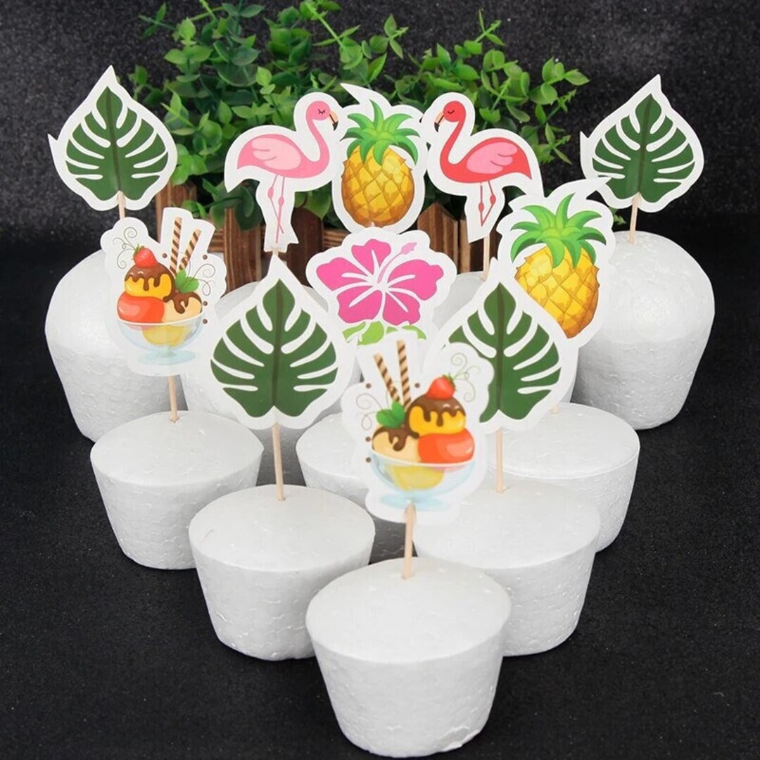 24-piece Luau Cupcake Toppers Tropical cake Decorations Hawaiian ...