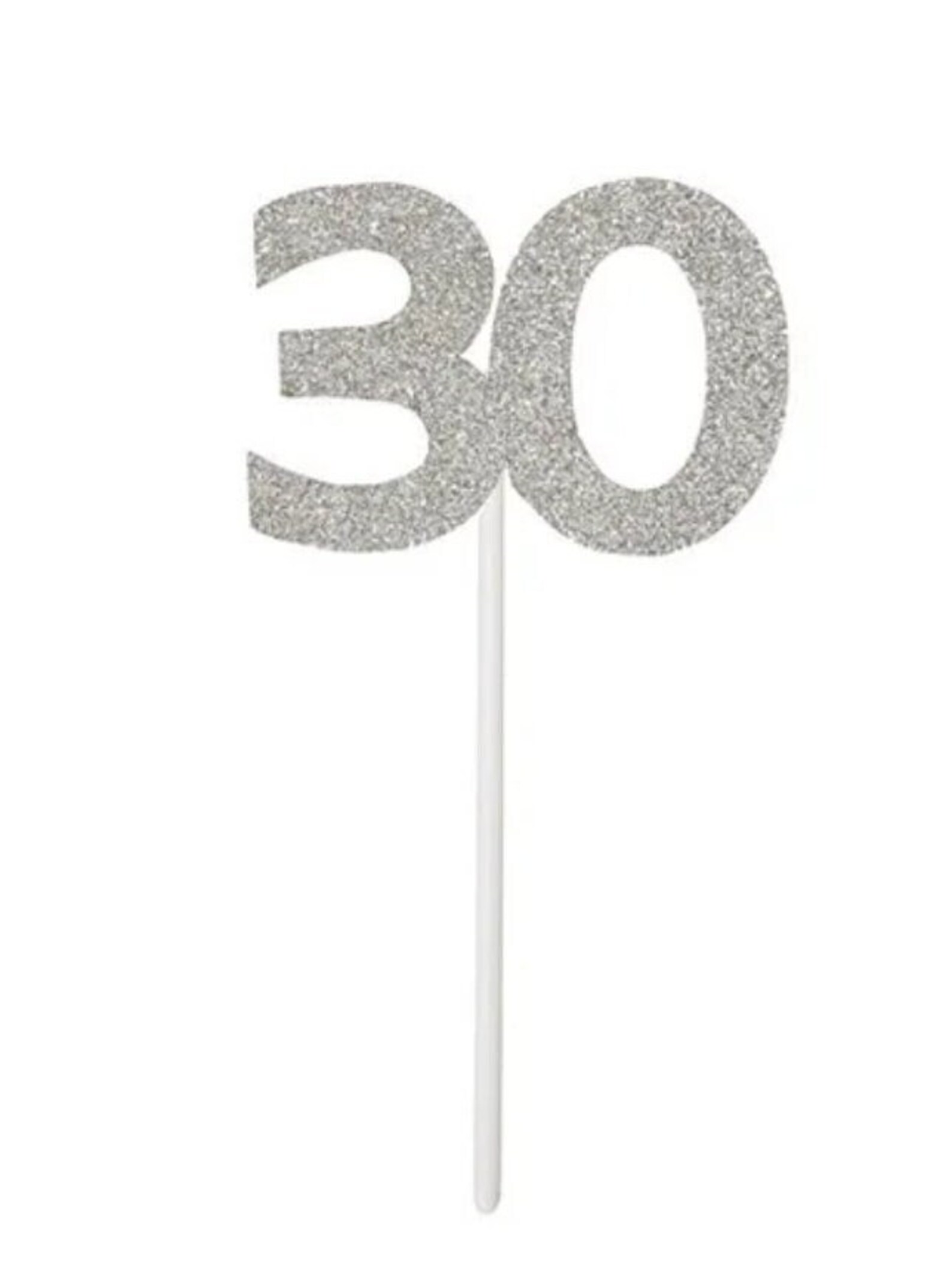 30th Birthday Cupcake Toppers: Silver Glitter Number 30 (set of 10) - Etsy