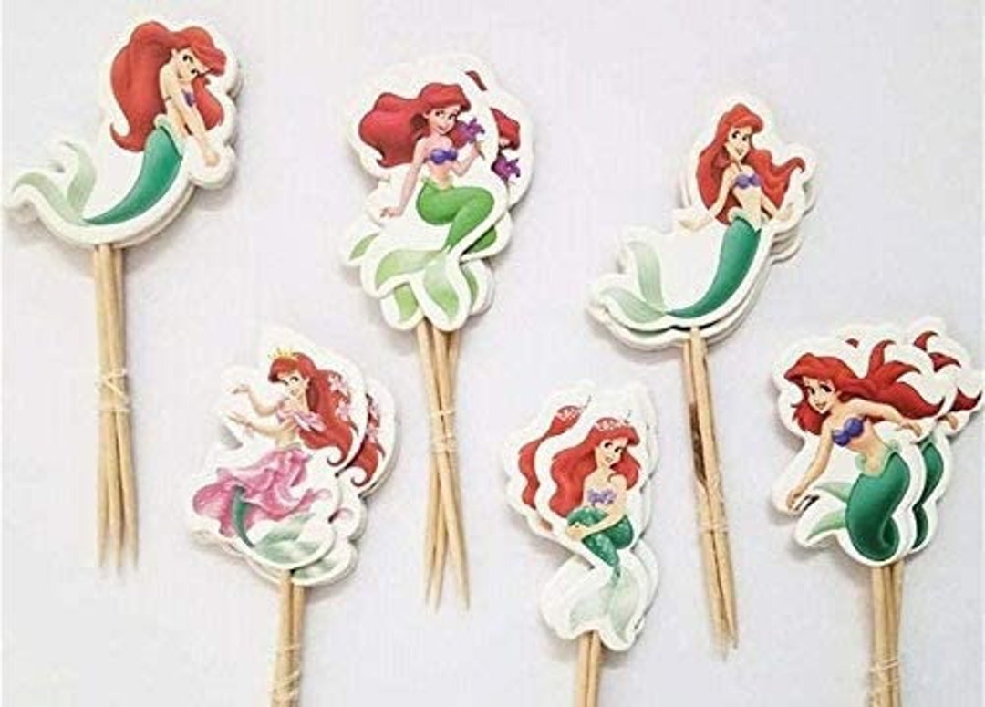 The Little Mermaid Cupcake Toppers Birthday Party Little Mermaid Cake ...