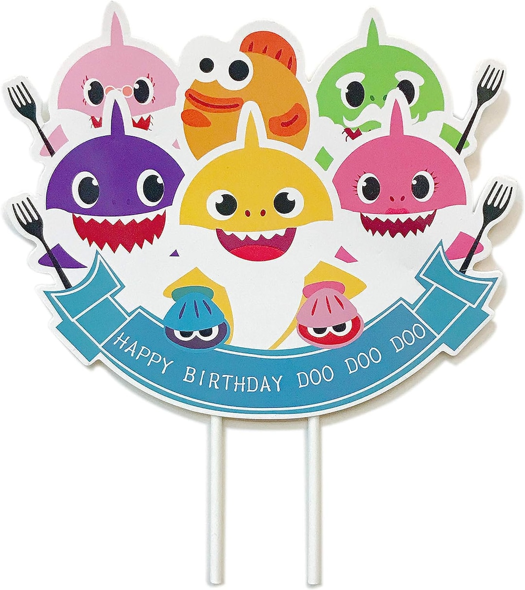 Baby Shark Happy Birthday Cake Topper - Etsy