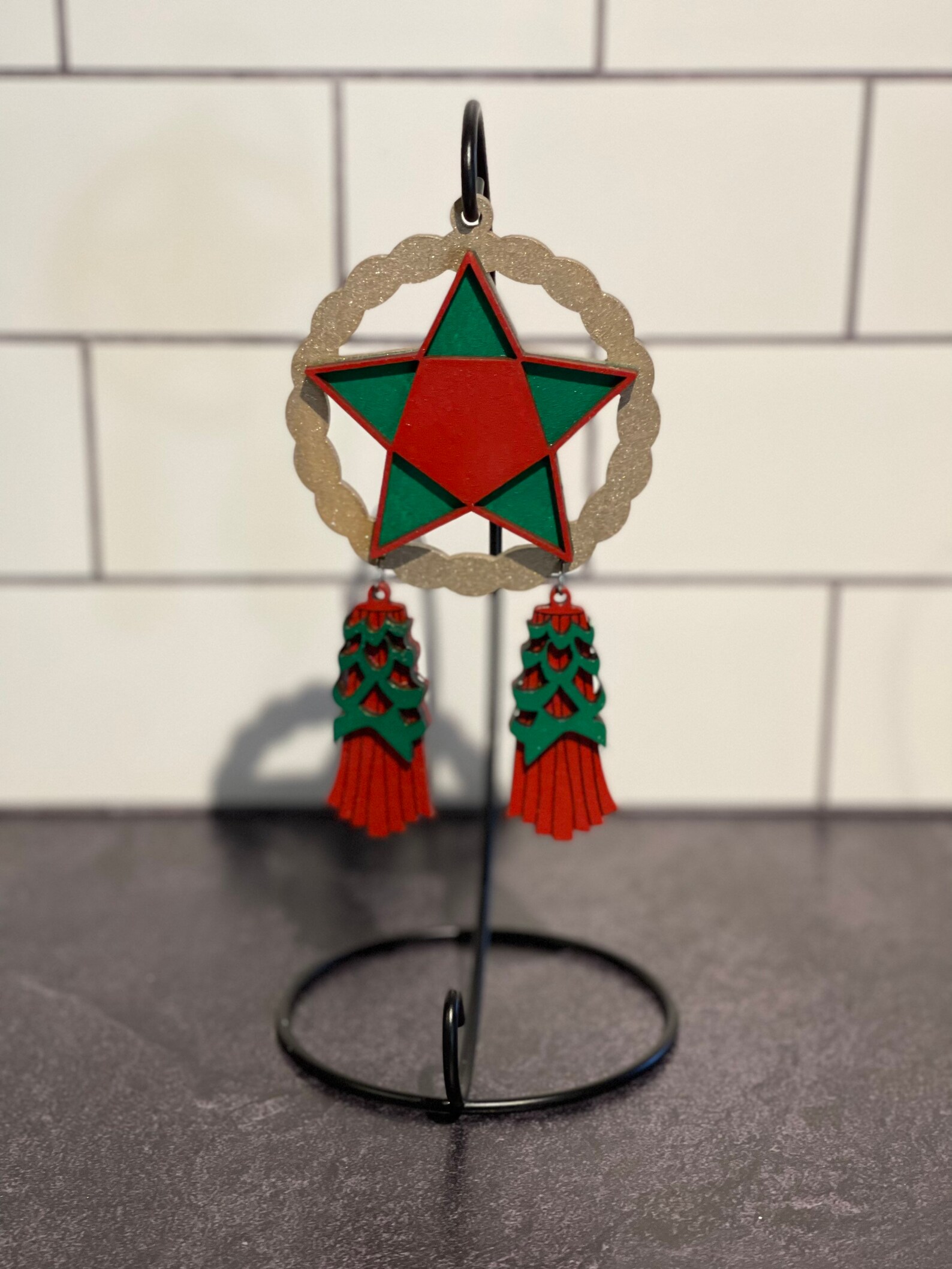Filipino Parol Wood Ornament Red Gold & Green - Etsy