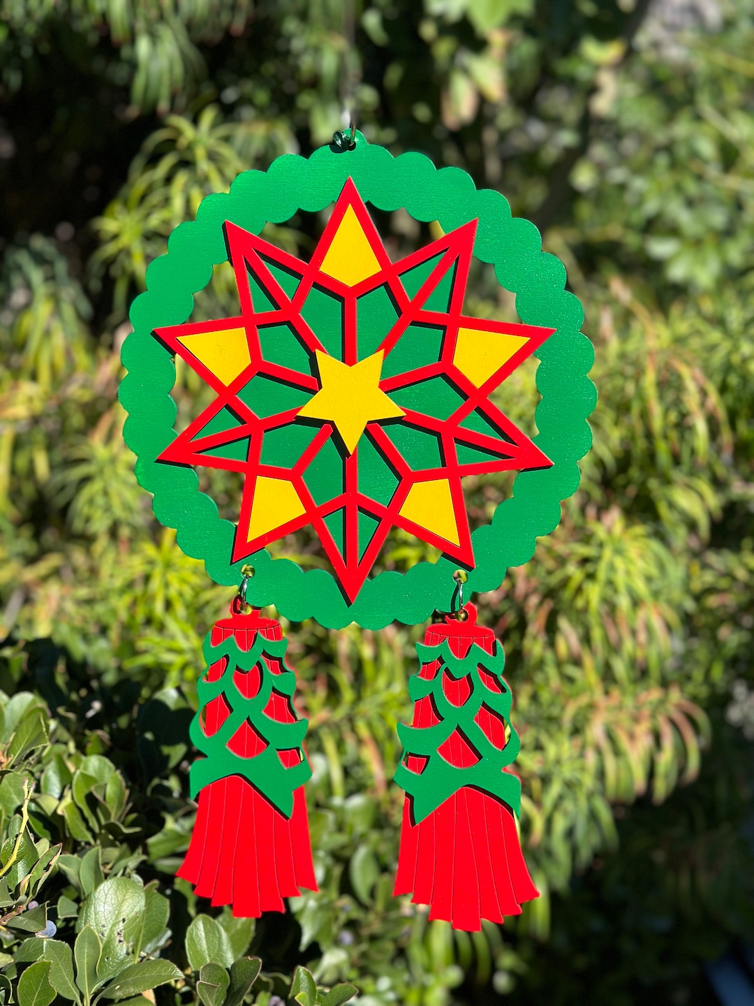 Large Wood Filipino Parol - Green, Red, Yellow - Etsy