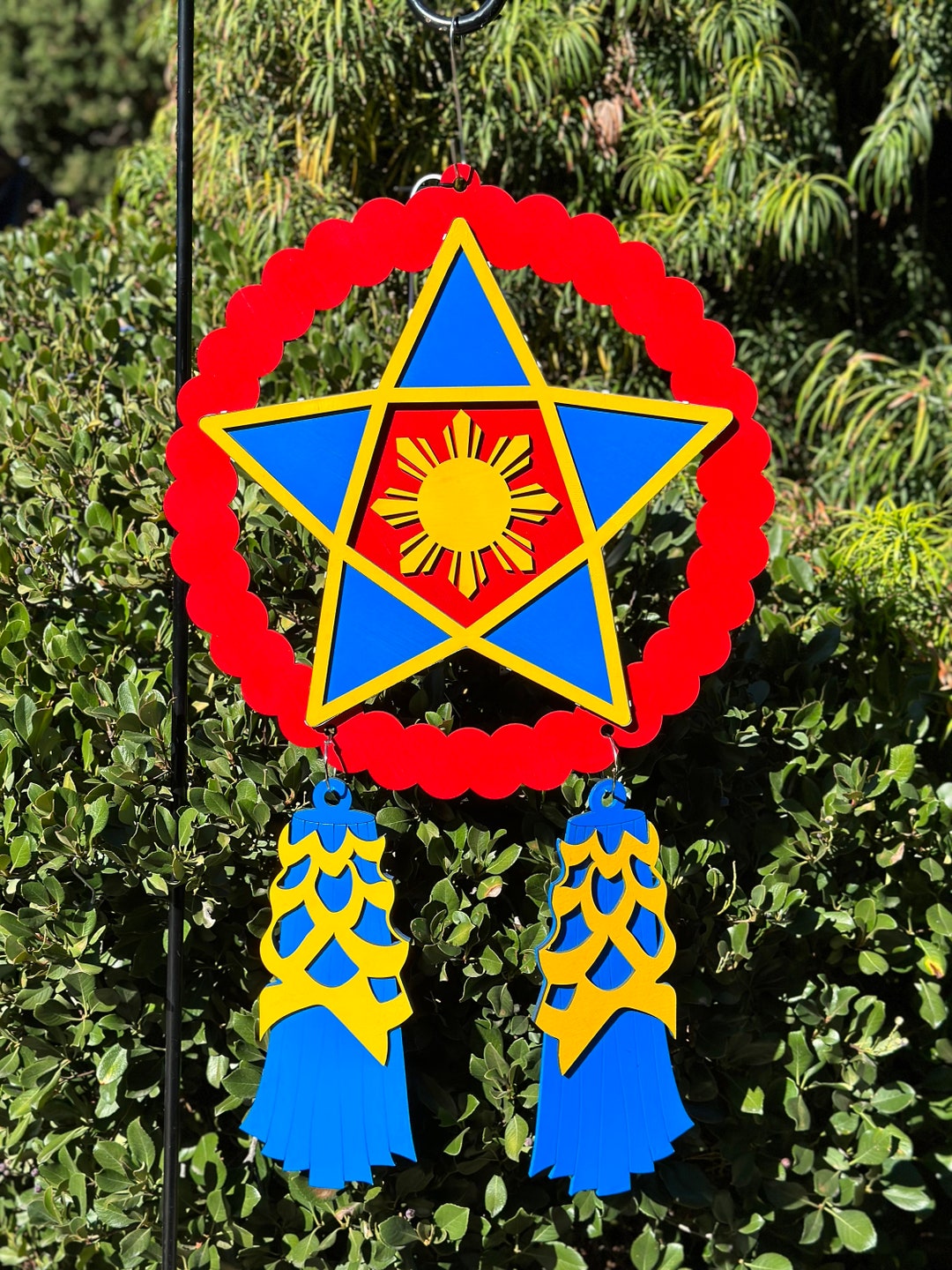 XL Light up Wood Parol - Red, Blue, Yellow - Etsy