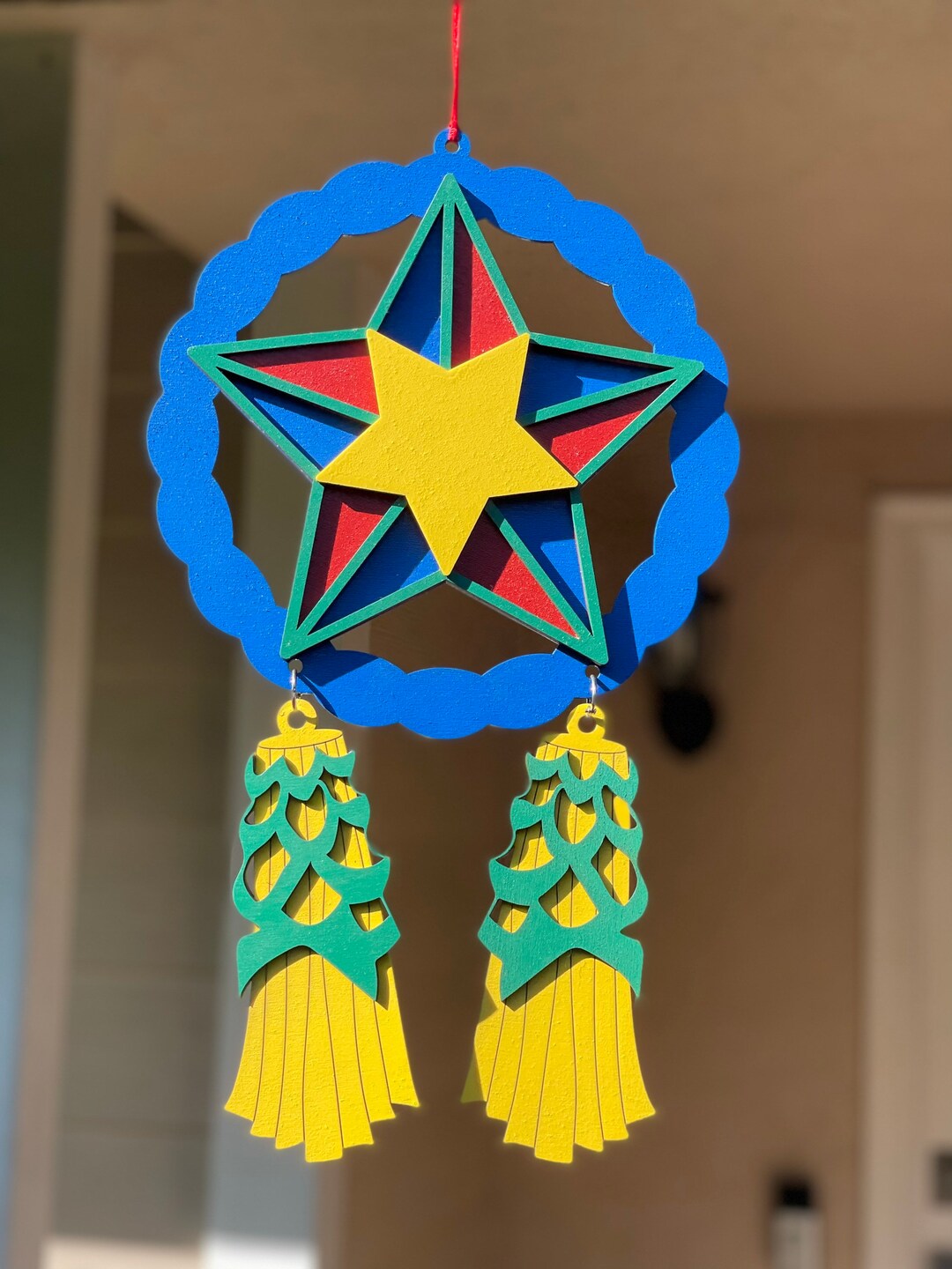 Large Wood Filipino Parol - Blue, Yellow, Red & Green - Etsy