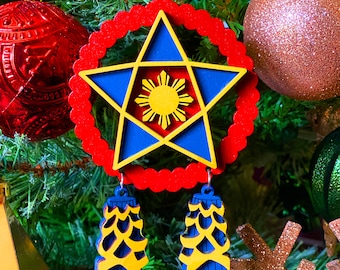 Filipino Parol Wood Ornament White, Red & Blue 2022 - Etsy