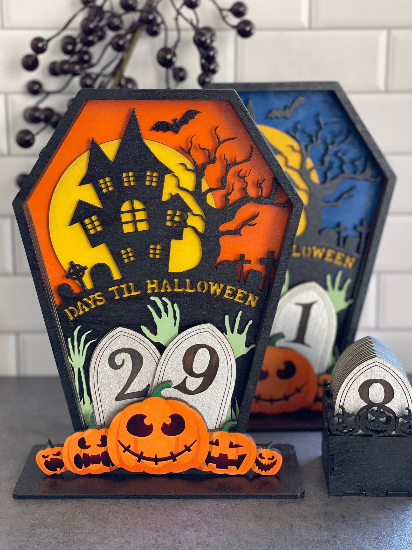 Halloween Countdown With Interchangeable Tombstone Numbers - Etsy