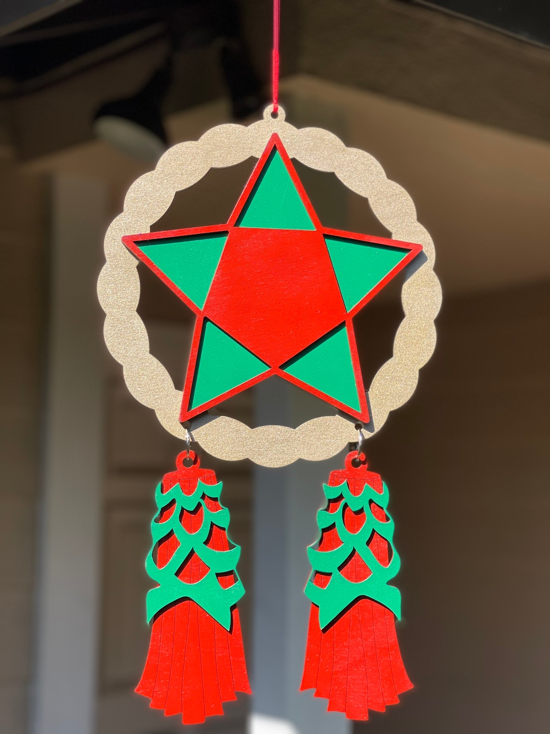 Large Wood Filipino Parol - Red, Gold & Green - Etsy