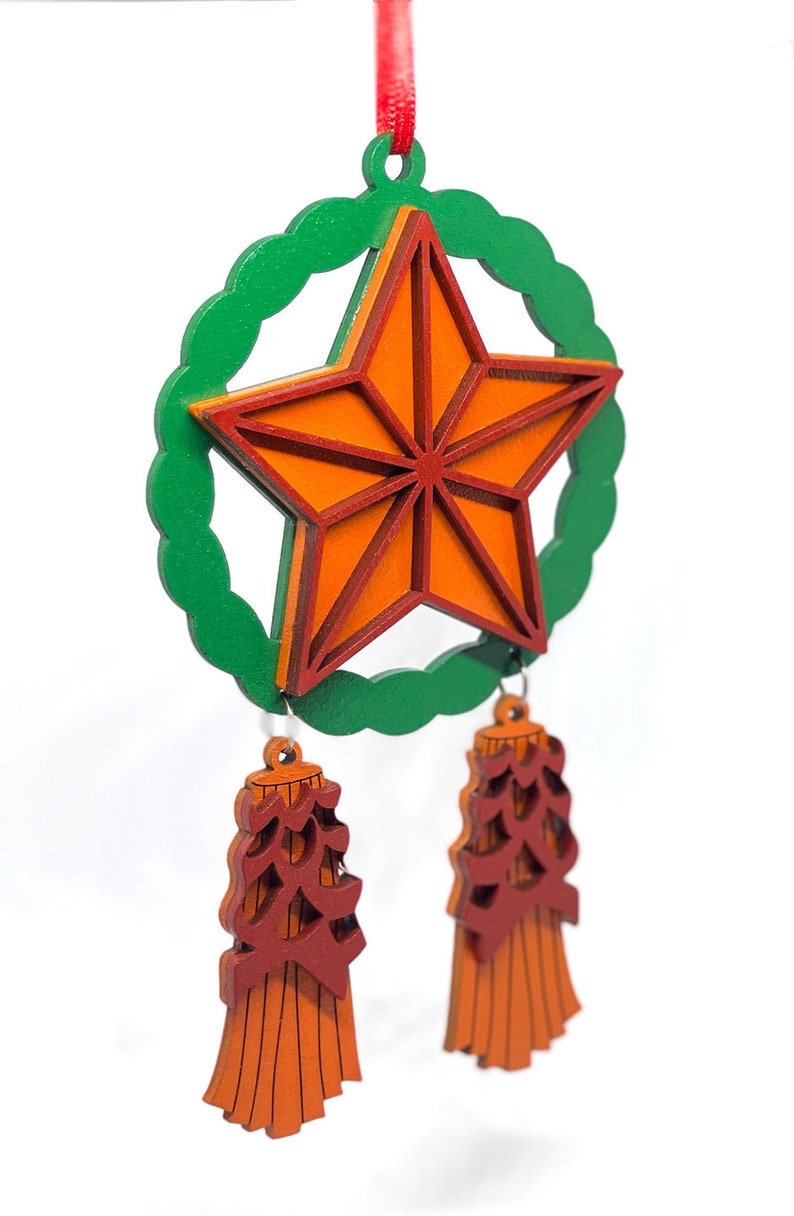 Filipino Parol Wood Ornament Red & Orange - Etsy