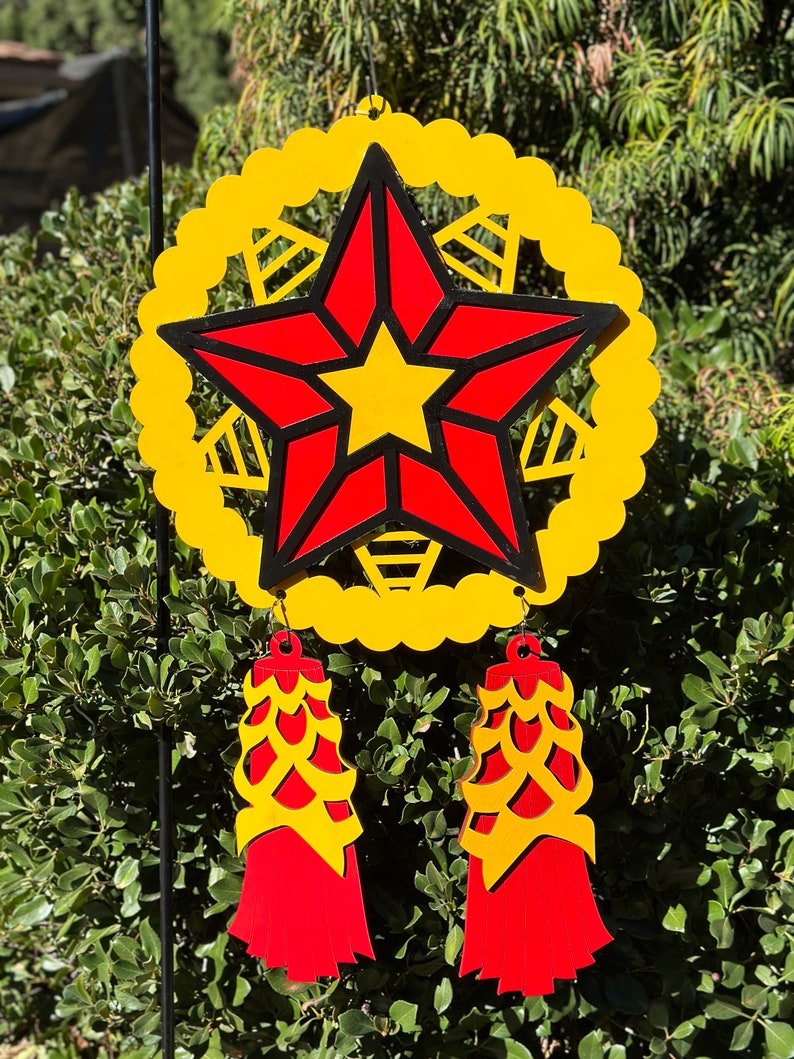 XL Light up Wood Parol - Yellow, Red, Black - Etsy