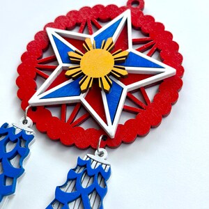 Filipino Parol Wood Ornament - Red, White & Blue -2024 - Etsy