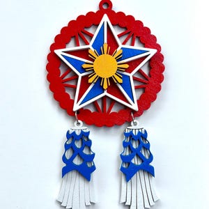 Filipino Parol Wood Ornament - Red, White & Blue -2024 - Etsy