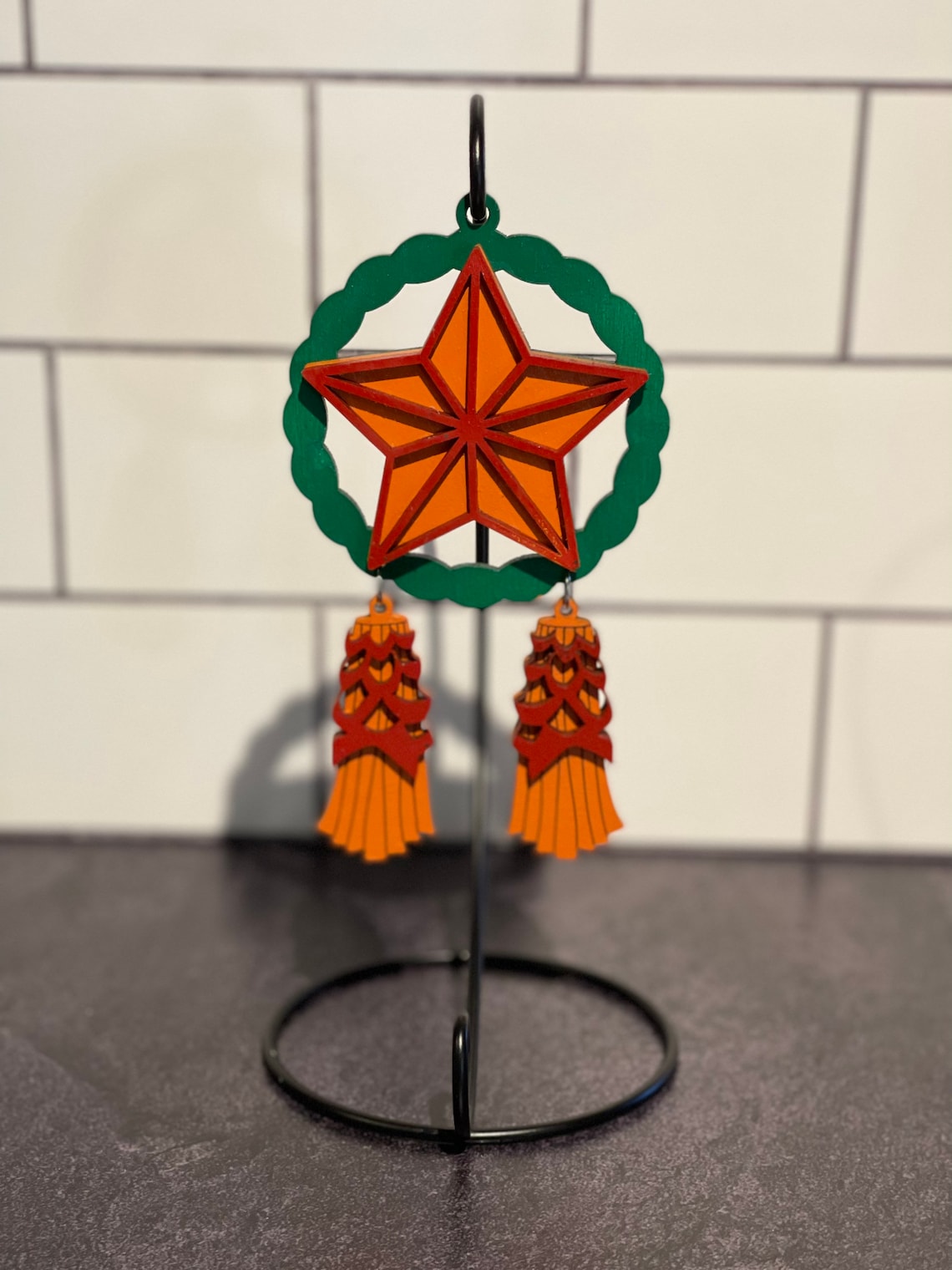 Filipino Parol Wood Ornament Red & Orange | Etsy