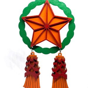 Filipino Parol Wood Ornament - Red & Orange - Etsy