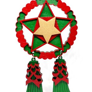Filipino Parol Wood Ornament - Green, Red & Gold - 2022 - Etsy