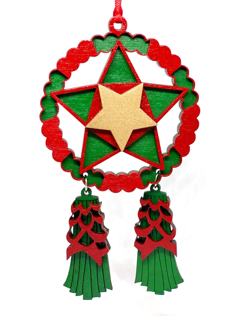 Filipino Parol Wood Ornament Green Red & Gold 2022 - Etsy