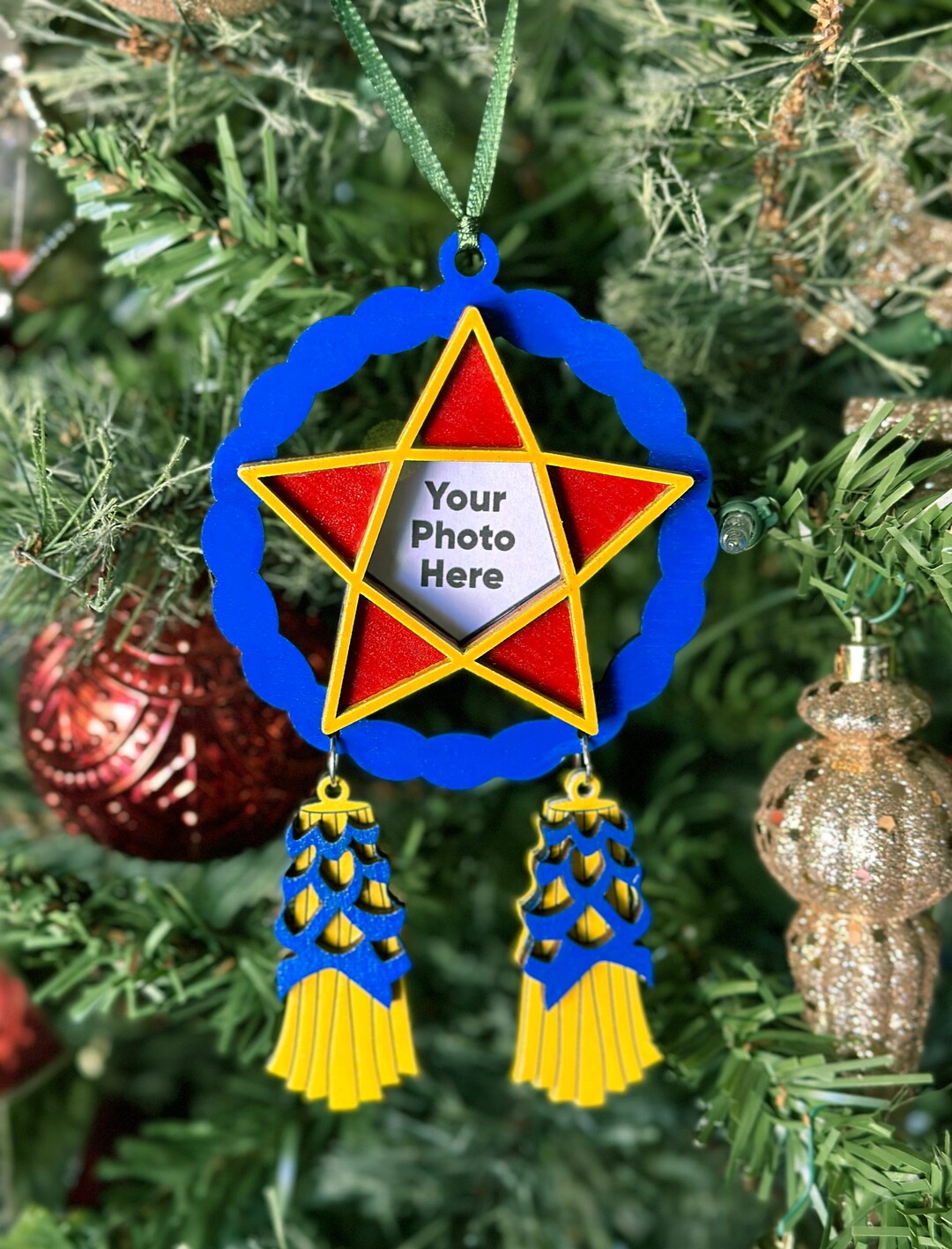 Parol Picture Frame Ornament Blue, Red & Yellow - Etsy