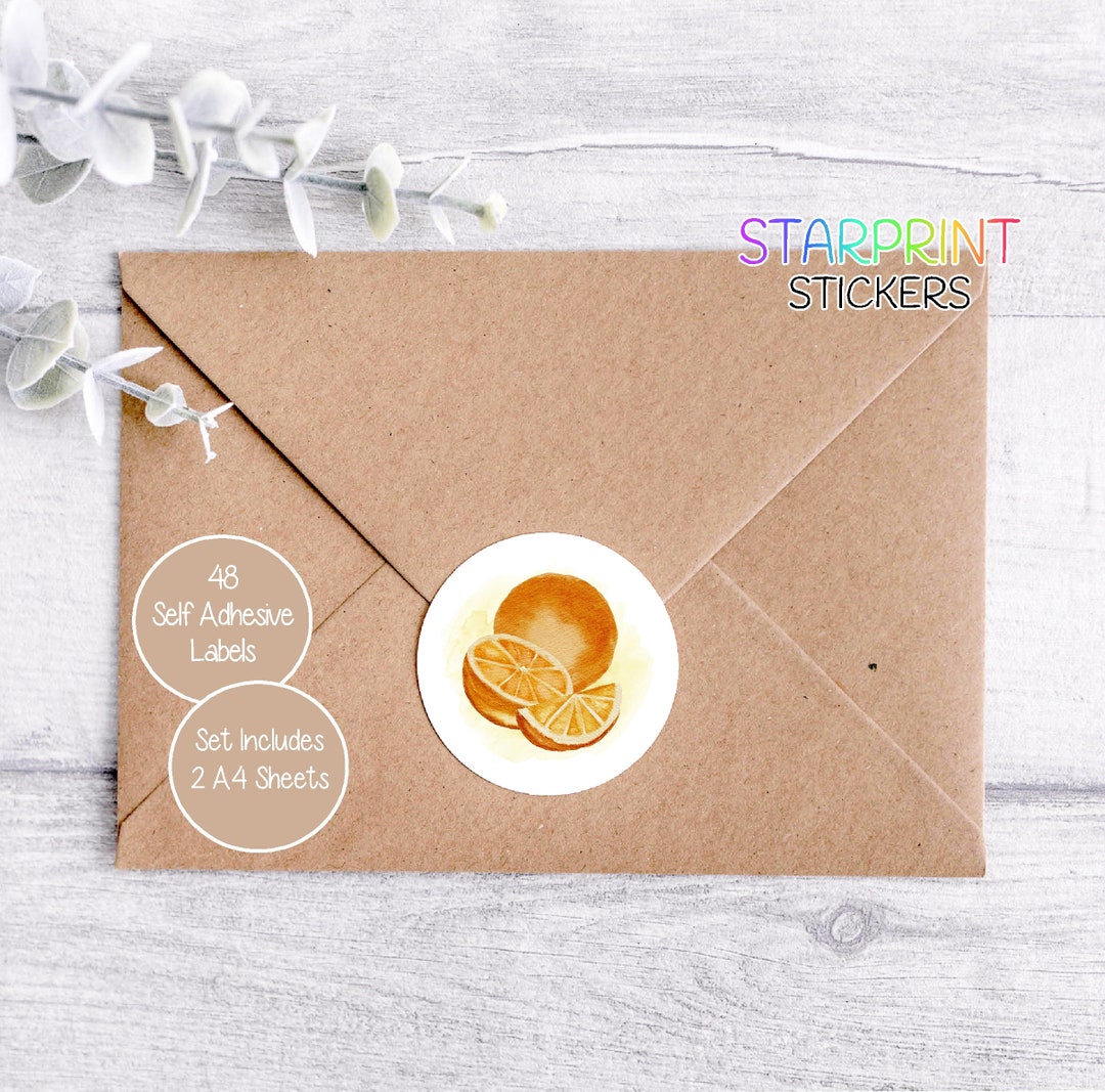 Orange Fruit Stickers, 48 Round Labels (2 A4 Sheets, 24 per Sheet ...