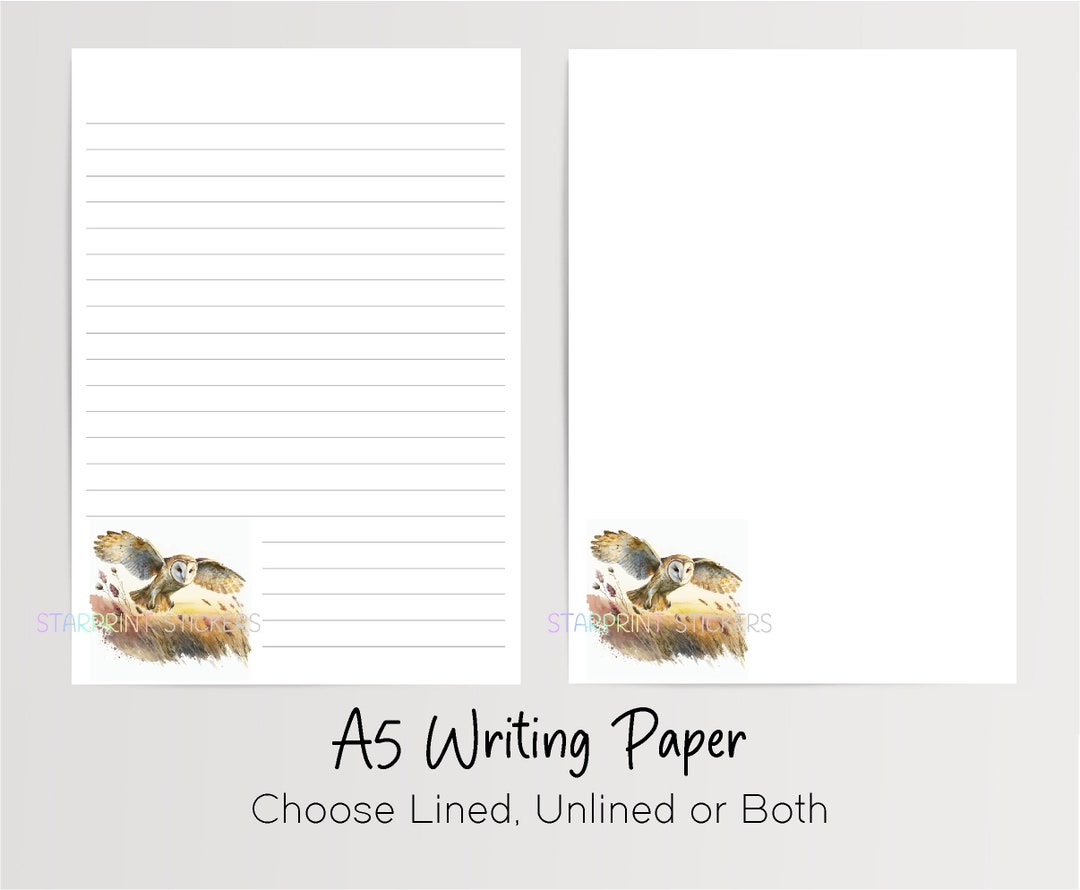 Barn Owl A5 Writing Paper, 10 Sheets Lined/unlined, Bird Note Paper ...
