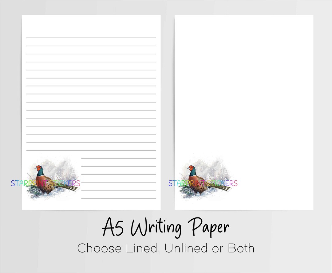 Pheasant A5 Writing Paper, 10 Sheets Lined/unlined, Bird Note Paper ...