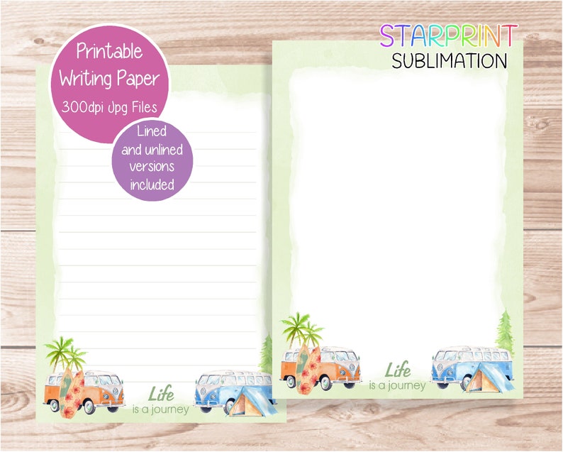 Campervan Printable Writing Paper/digital Download VW Camper | Etsy