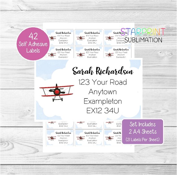 Airplane Address Labels 42 Custom Return Stickers Fun Set | Etsy
