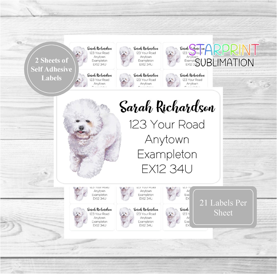 Bichon Frise Dog Personalised Address Labels, 42 Custom Self Adhesive ...
