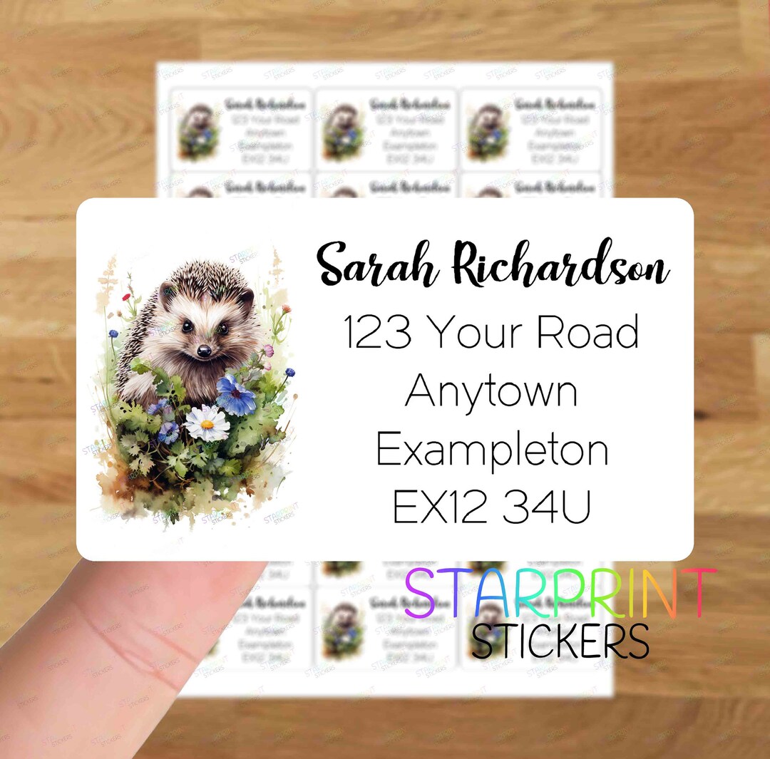 Hedgehog Personalised Address Labels, 21 Custom Self Adhesive Stickers ...