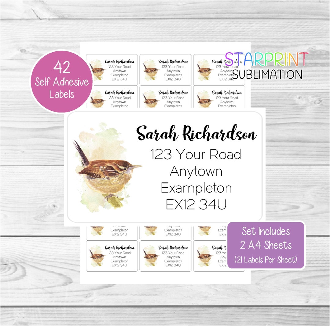 Wren Garden Bird Personalised Return Address Labels, 42 Custom Self ...
