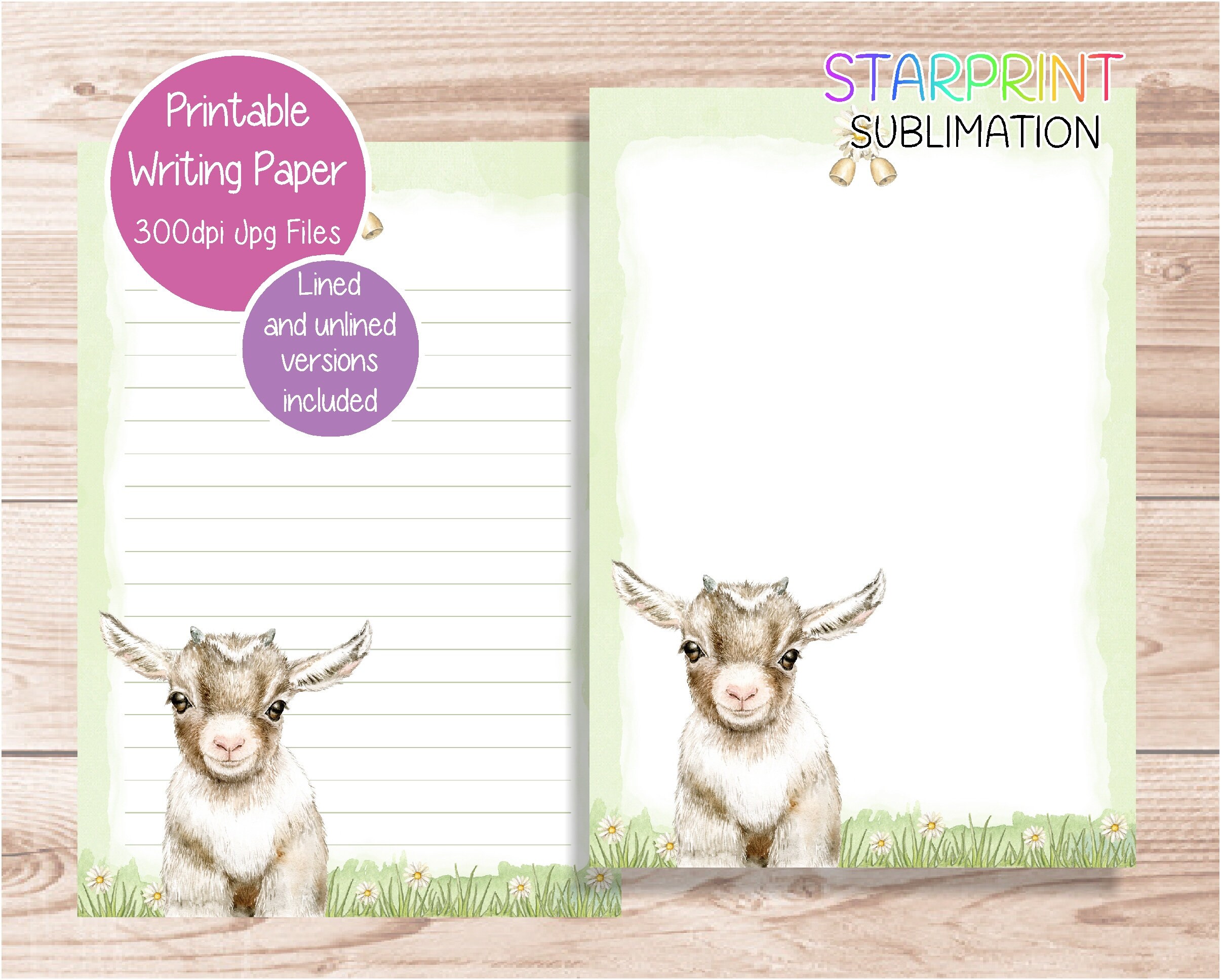 Goat Printable Writing Paper/digital Download Note Paper/instant ...