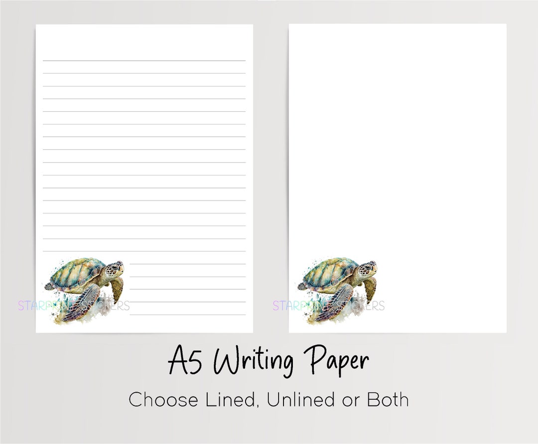 Sea Turtle A5 Writing Paper, 10 Sheets Lined/unlined Note Paper, Penpal ...