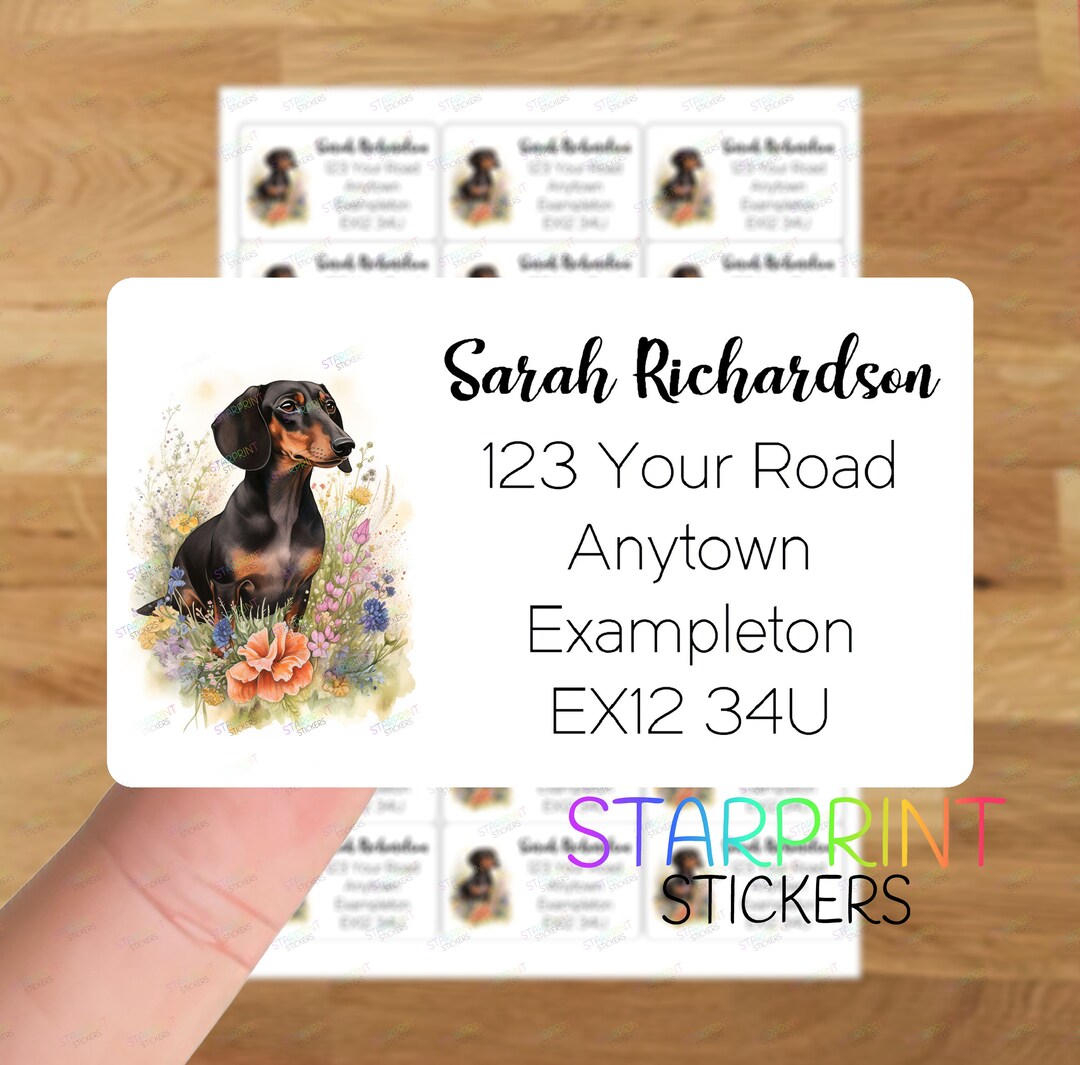 Dachshund Smooth Dog Personalised Return Address Labels, 21 Custom Self ...