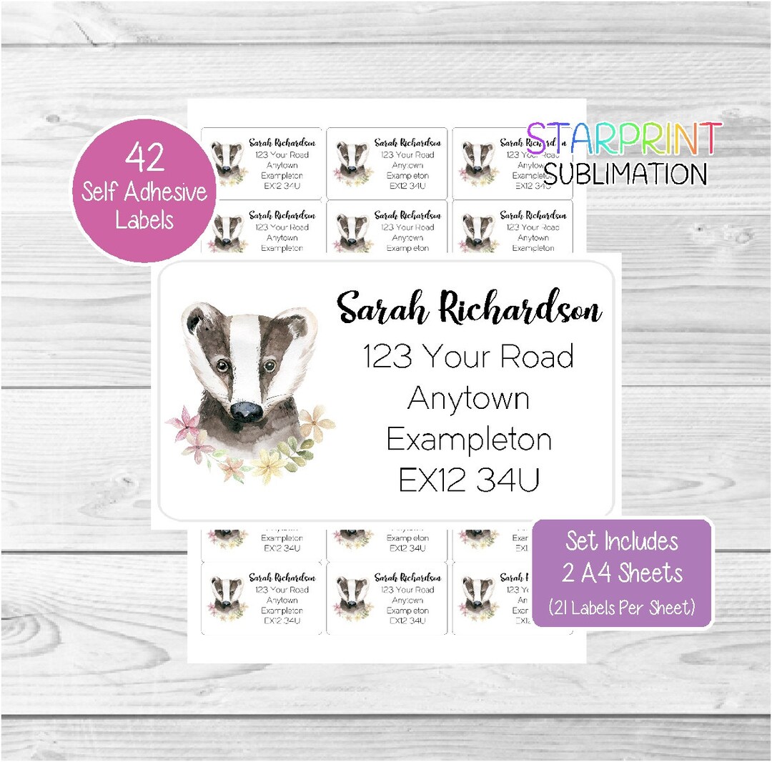 Badger Address Labels 42 Custom Return Stickers Set Includes - Etsy