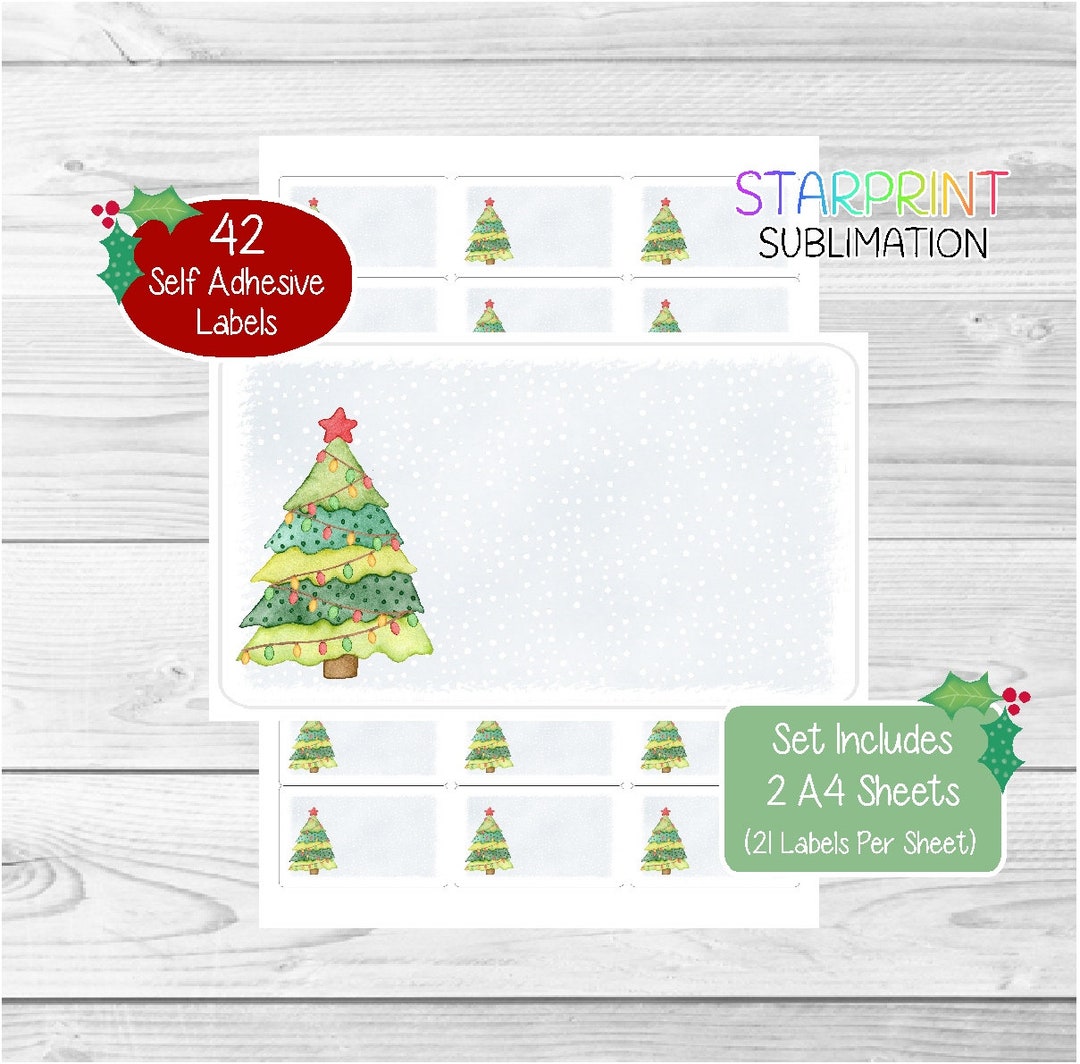 Christmas Tree Labels, 42 Universal Stickers 2 A4 Sheets, 21 per Sheet ...