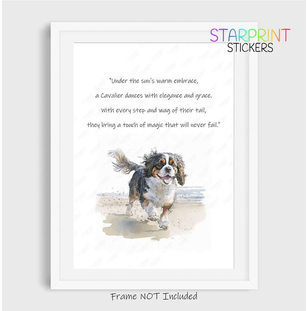 Cavalier King Charles Spaniel Tri Dog Print, Beach Poem Unframed A4 ...