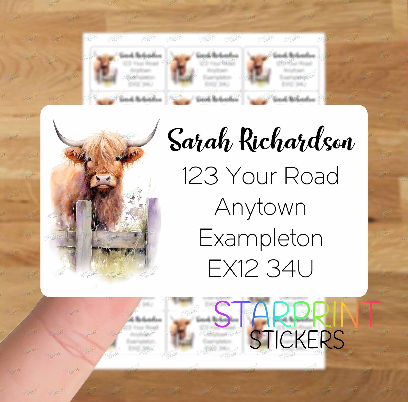 Highland Cow Personalised Address Labels, 21 Custom Self Adhesive ...