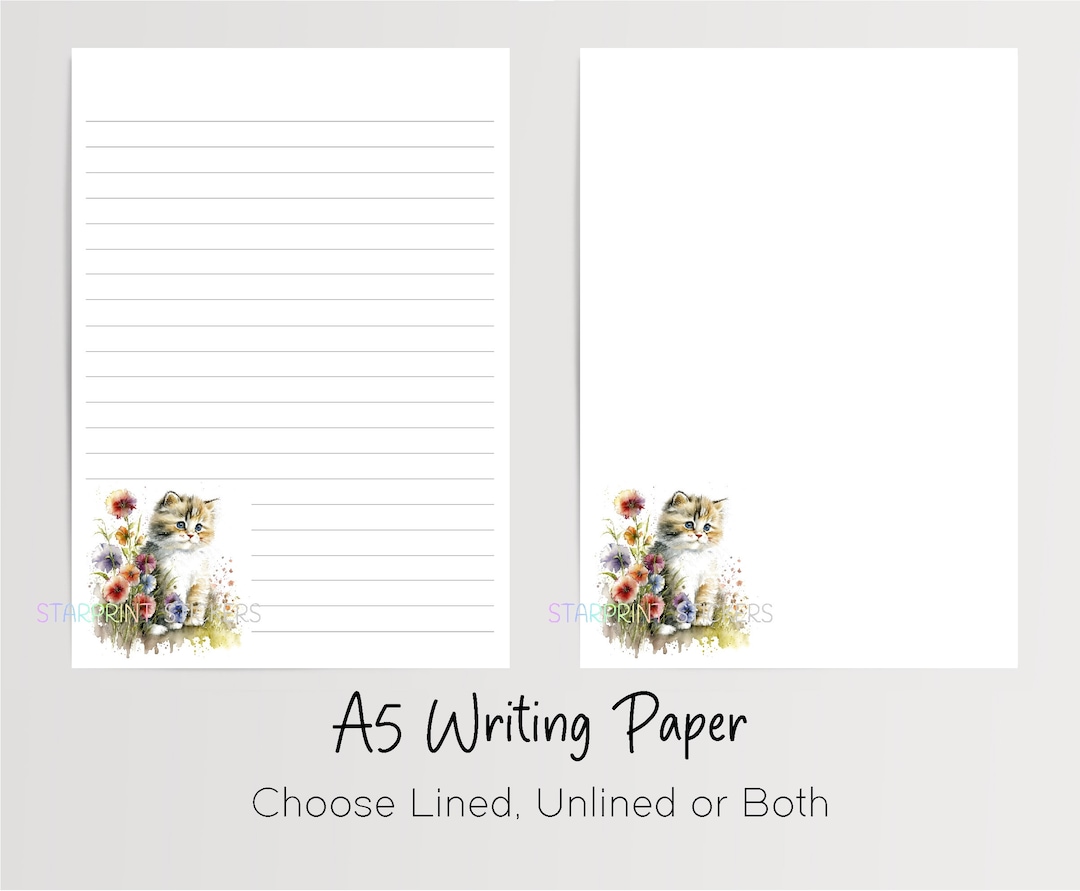 Kitten A5 Writing Paper, 10 Sheets Lined/unlined, Cat Note Paper ...