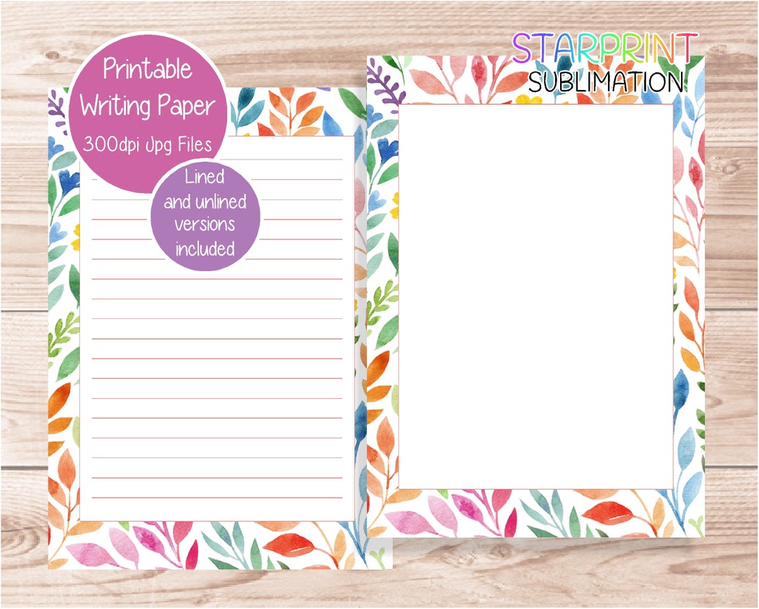 Bright Leaf Pattern Printable Writing Paper/digital Download Note Paper ...