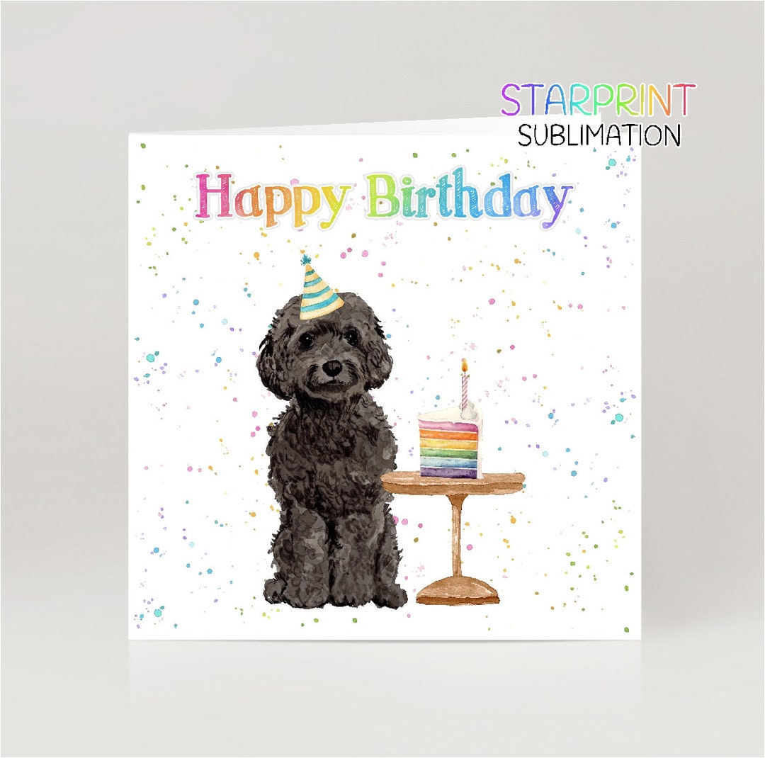 Cockapoo (black) Happy Birthday Card, Fun Dog Greeting Card, 6" X 6 ...