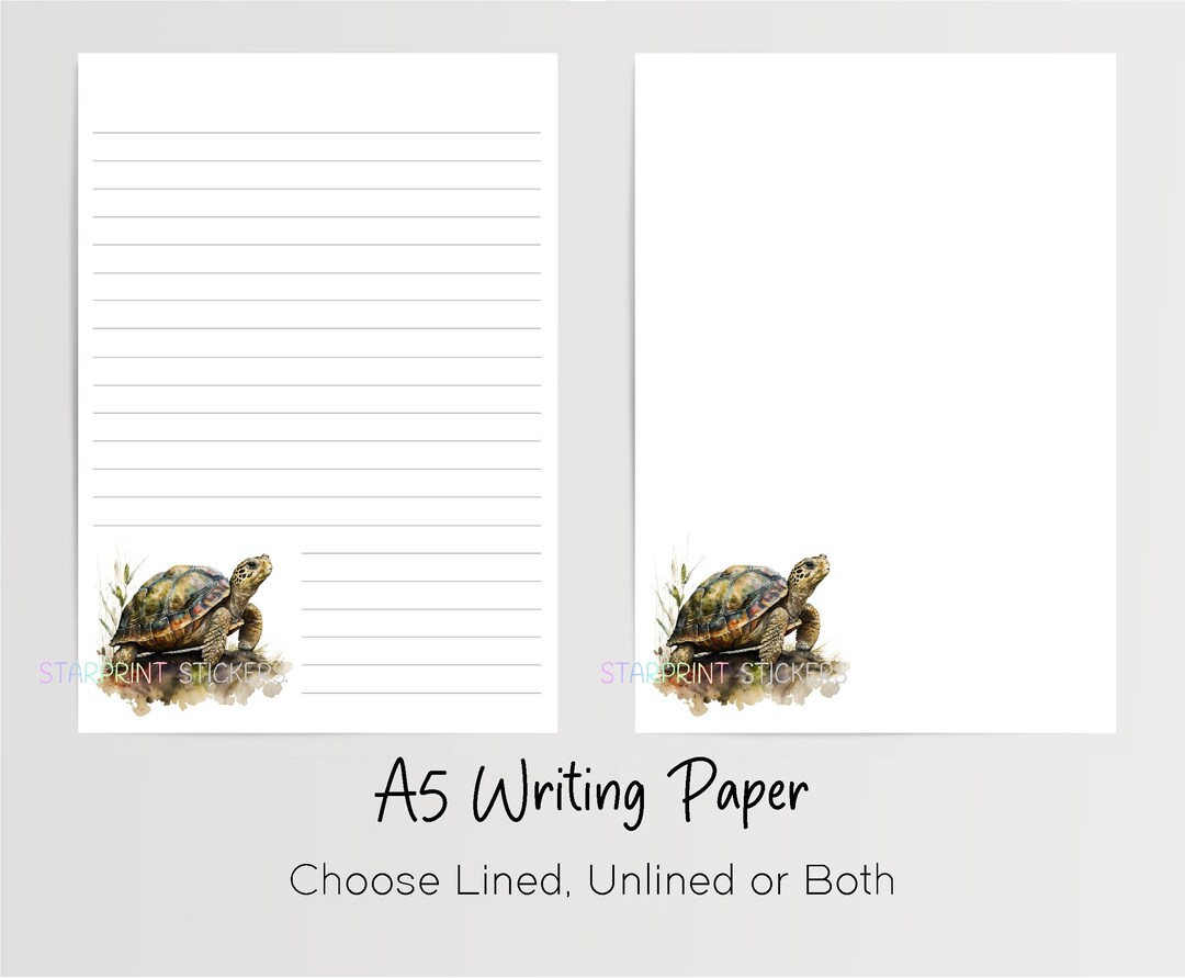 Tortoise A5 Writing Paper, 10 Sheets Lined/unlined Note Paper, Penpal ...