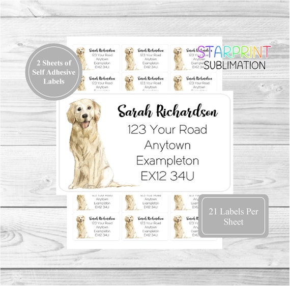 Golden Retriever Dog Personalised Address Labels 42 Custom | Etsy