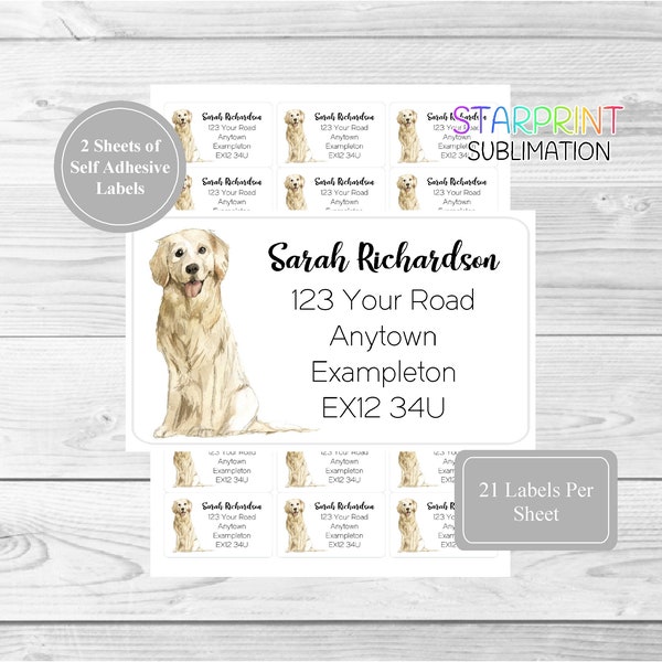 Golden Retriever Address Label - Etsy