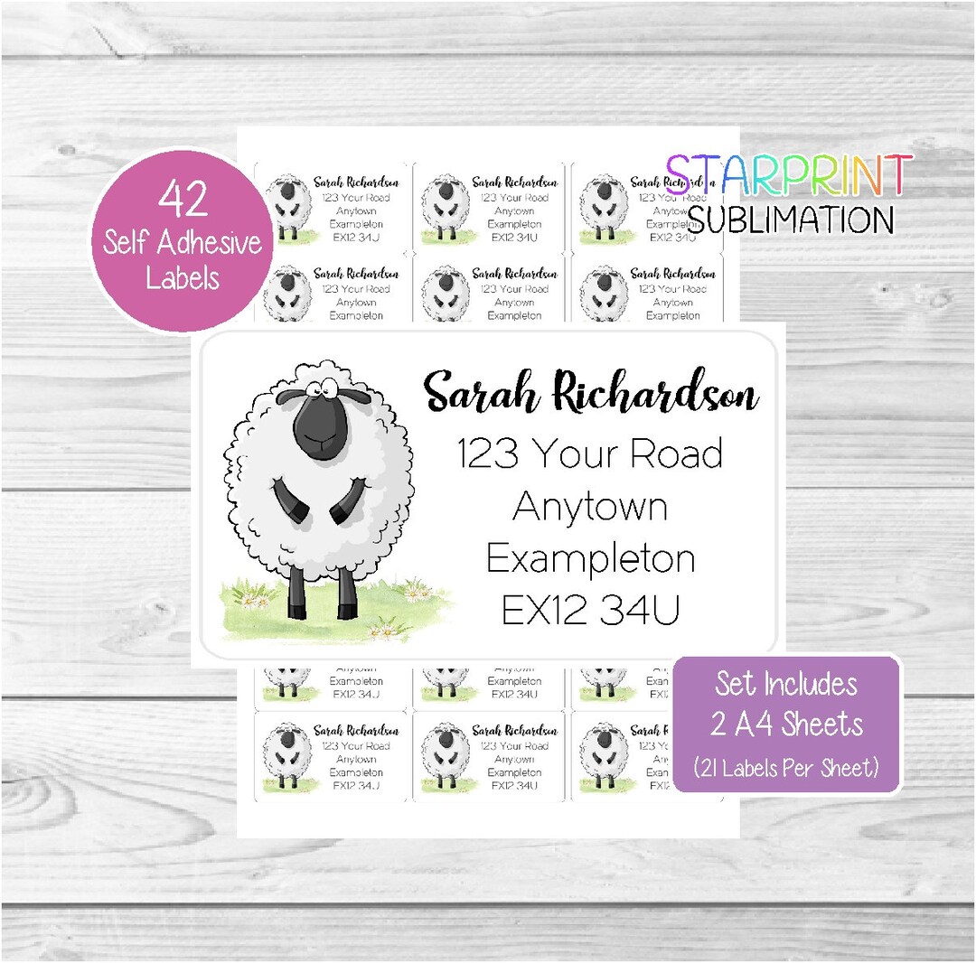 Sheep Personalised Return Address Labels, 42 Custom Self Adhesive ...