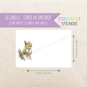 Squirrel 16 Stickers (2 A4 Sheets), Personalised 'return Address ...
