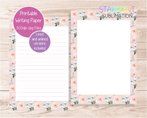 Rose Flowers Printable Writing Paper/shabby Chic Digital - Etsy